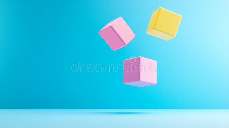 Floating Pastel Cubes Background Three Pastelcolored Cubes Float ...
