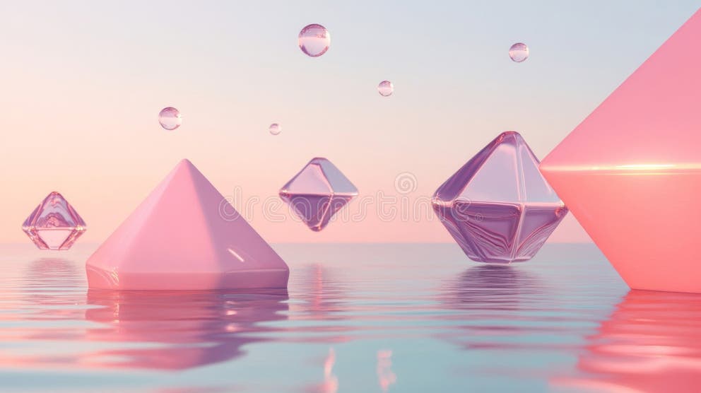 Floating Pastel Gems on Calm Water Stock Illustration - Illustration of ...