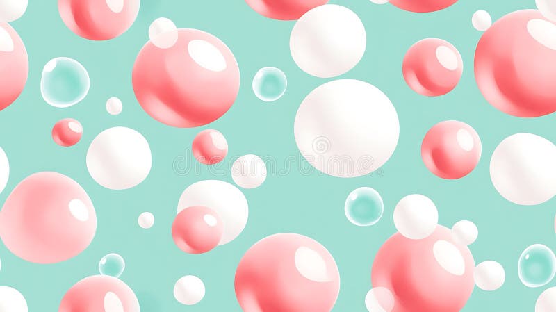 Floating Pastel Pink White Bubbles on Aqua Background Stock ...