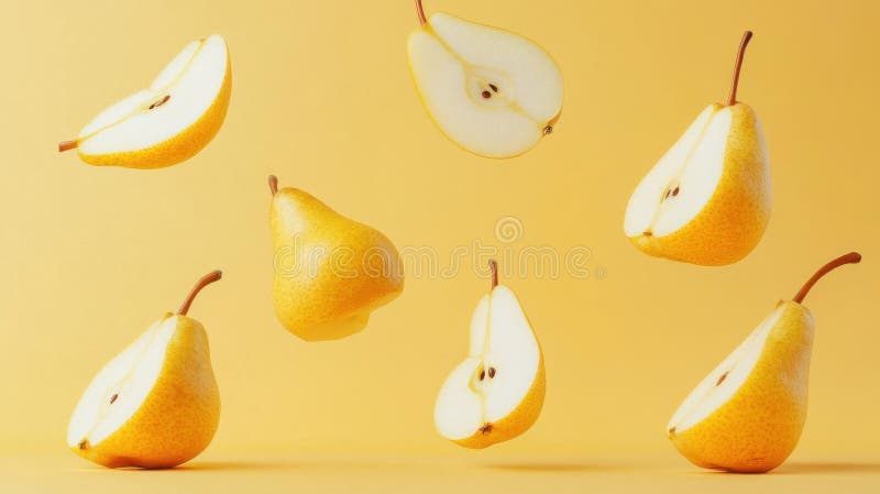 Floating Pears, a Juicy, Yellow Delight Stock Illustration ...