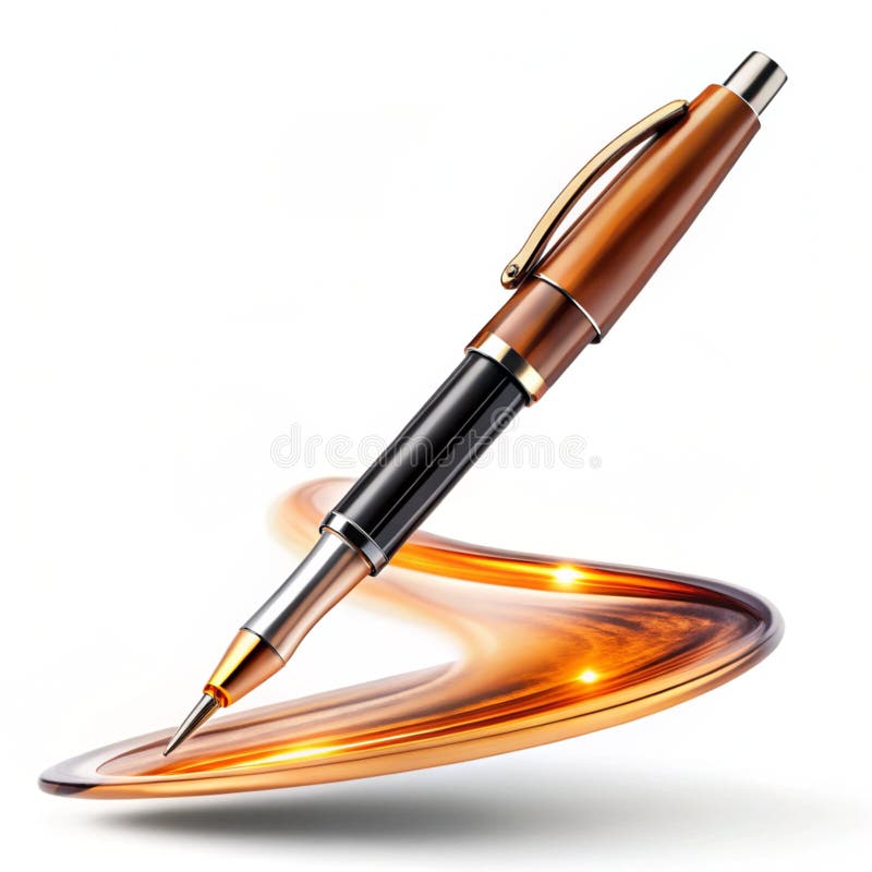 Floating Pen with Rotating Ink Flow Stock Illustration - Illustration ...