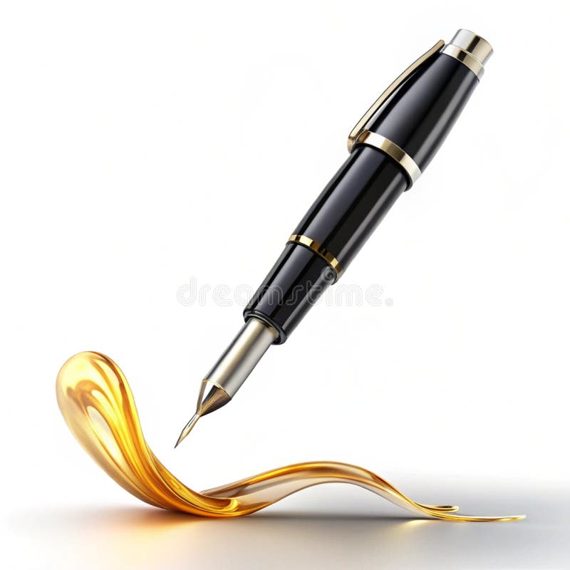 Floating Pen with Rotating Ink Flow Stock Illustration - Illustration ...