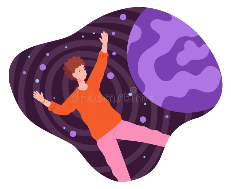 Floating Person in Space. Human Imagination Stock Illustration ...