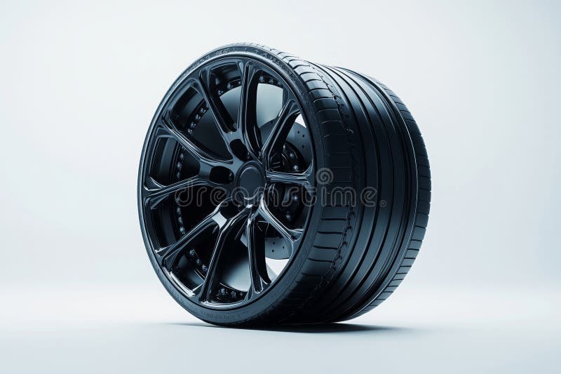 Floating Perspective of a Sleek Alloy Wheel in an Artistic Display ...