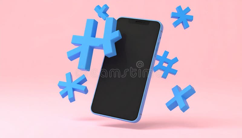 Floating Phone with Social Media Symbols Stock Illustration ...