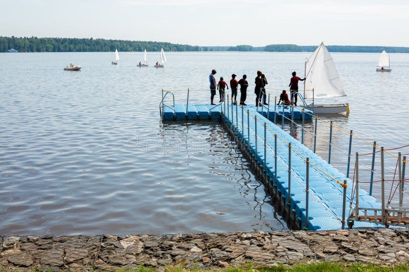 A Floating Pier on the Lake, on Which Float Editorial Photography ...