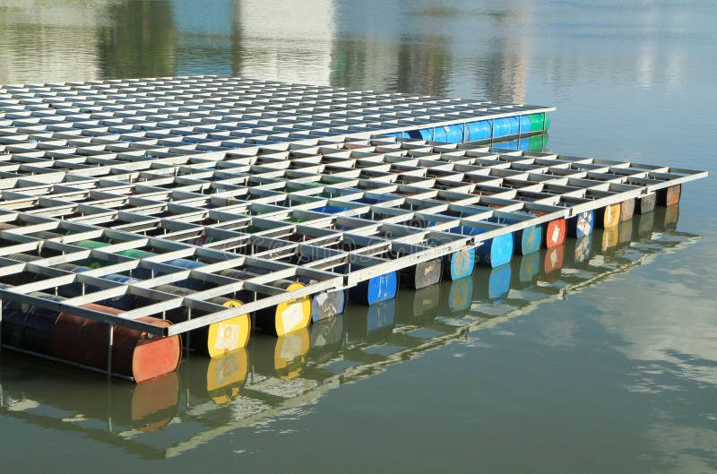 Floating Pier Made from Chemical Drums Stock Image - Image of ...