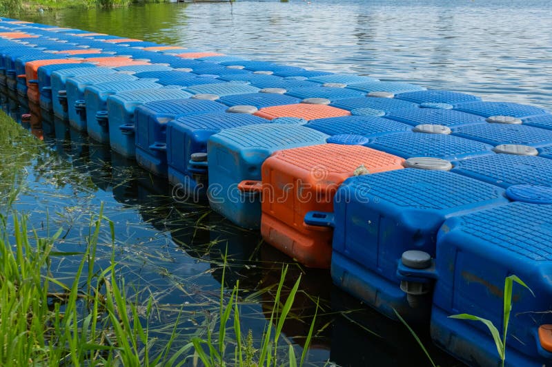 Floating Pier Made of Composite Plastic Blocks on the River, Sea ...