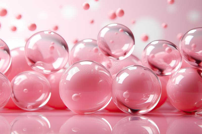 Floating Pink Ball Shape Abstract Background. Stock Illustration ...