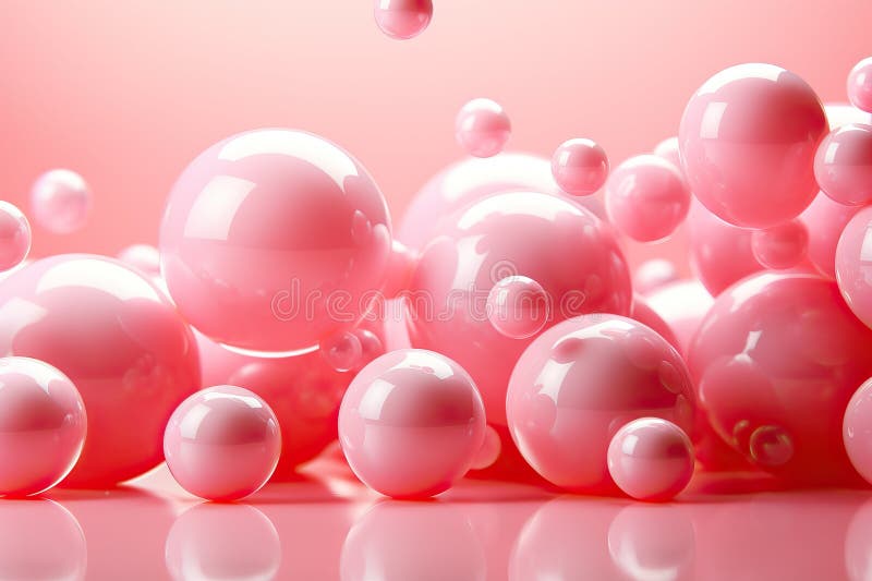 Floating Pink Ball Shape Abstract Background. Stock Illustration ...
