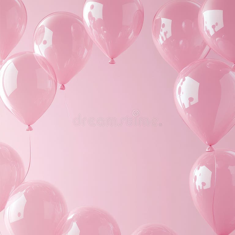 Floating Pink Balloons on a Pastel Background for Celebrations. Stock ...