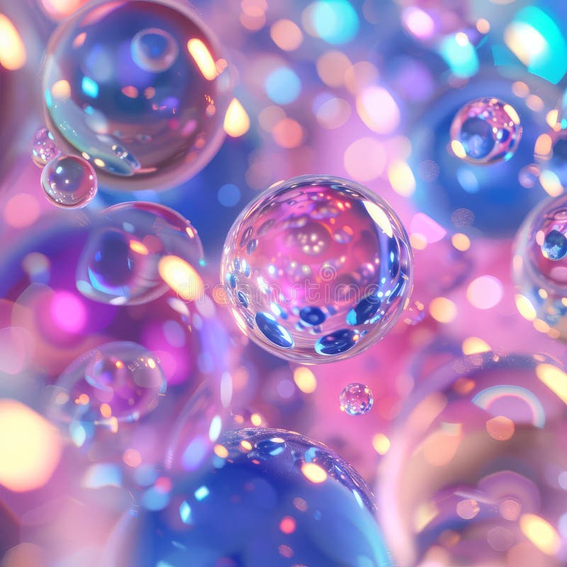 Floating Pink and Blue Bubbles on Abstract Background Stock ...