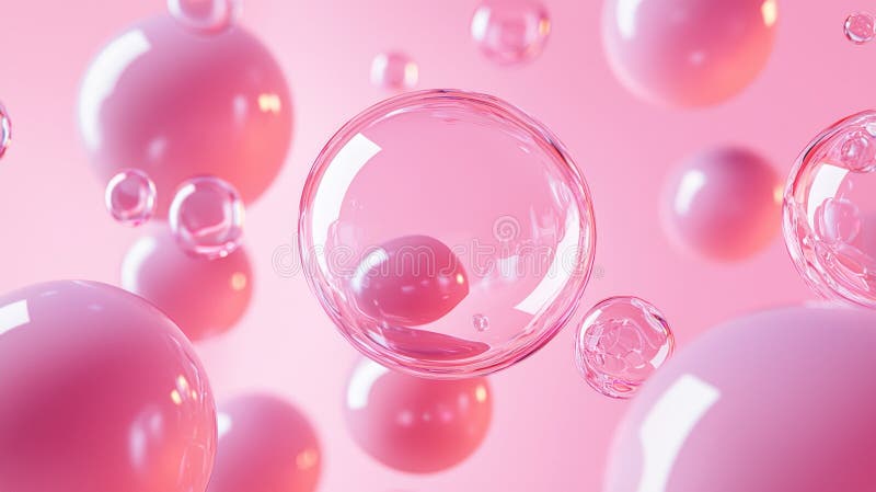 Floating Pink Bubbles on a Soft Pastel Background Stock Photo - Image ...