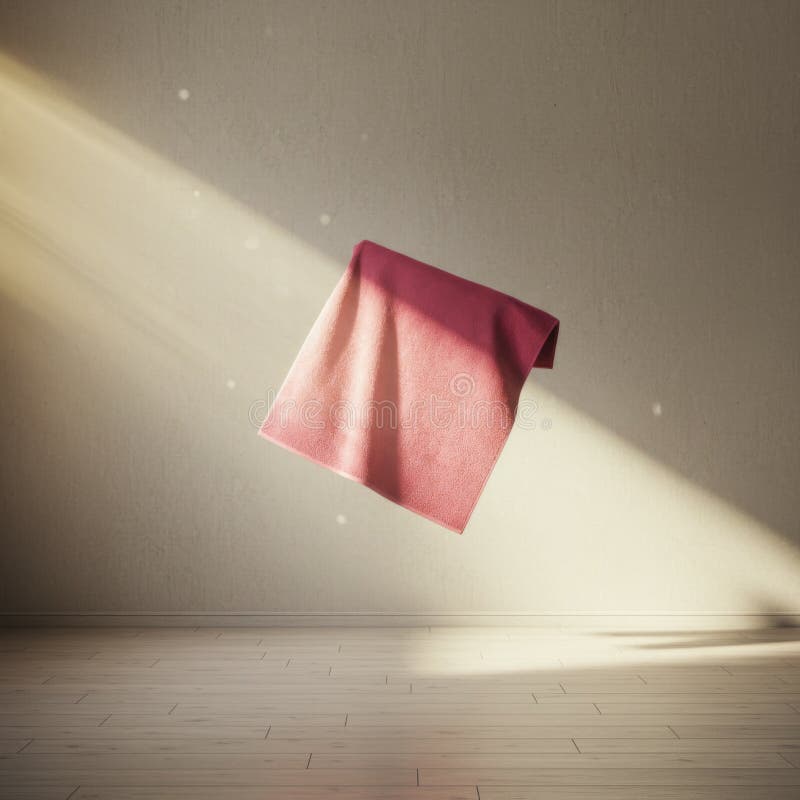 Floating Pink Fabric in Sunlit Room Stock Illustration - Illustration ...