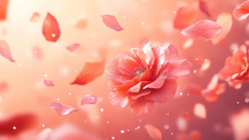 Floating Pink Flower Petals Soft Light Background Stock Illustration ...