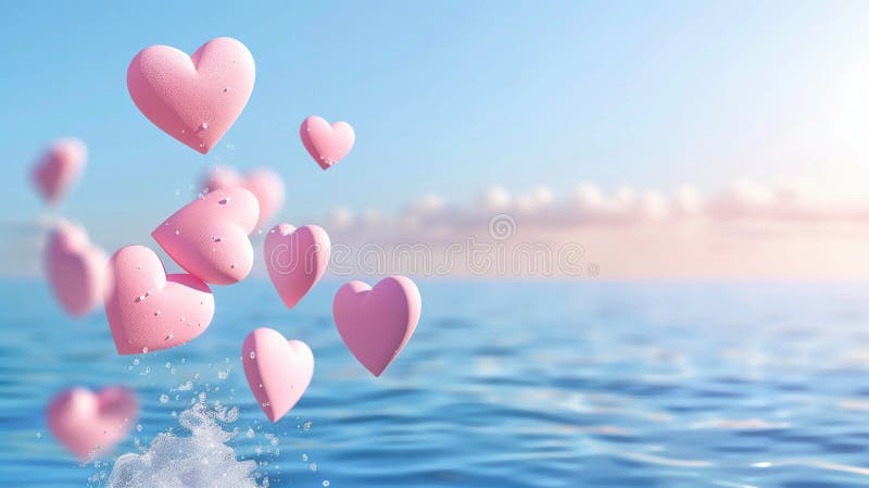 Pink Hearts Floating Water Splash Stock Photos - Free & Royalty-Free ...