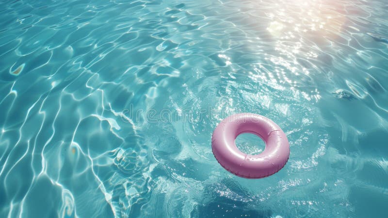 Floating Pink Inflatable Ring in Clear Sunlit Swimming Pool Stock Image ...
