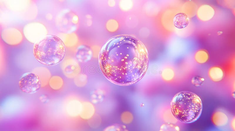 Floating Pink and Purple Spheres on Light Background Stock Illustration ...