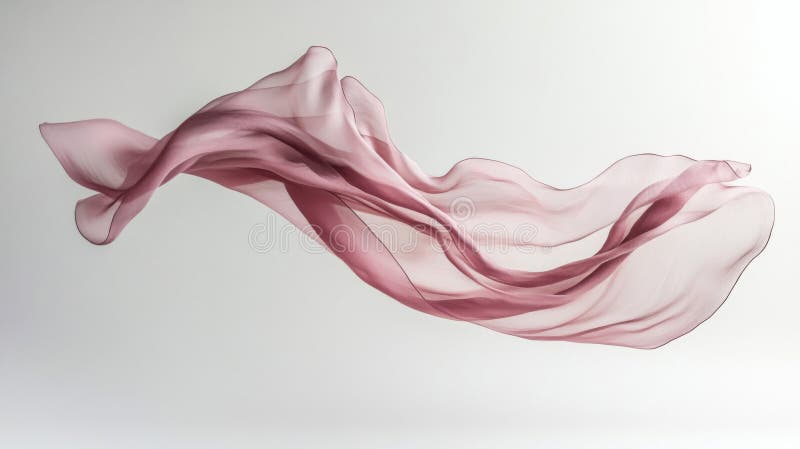 Floating Pink Silk Fabric Gracefully Waving Against a Clean White ...