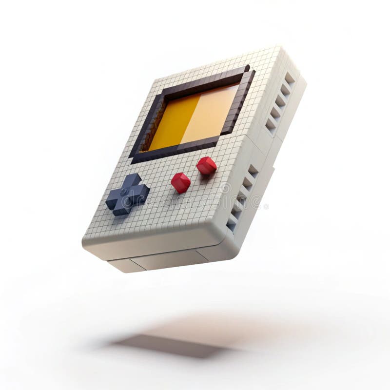 Floating Pixelated Retro Game Console Isolated on White Stock ...