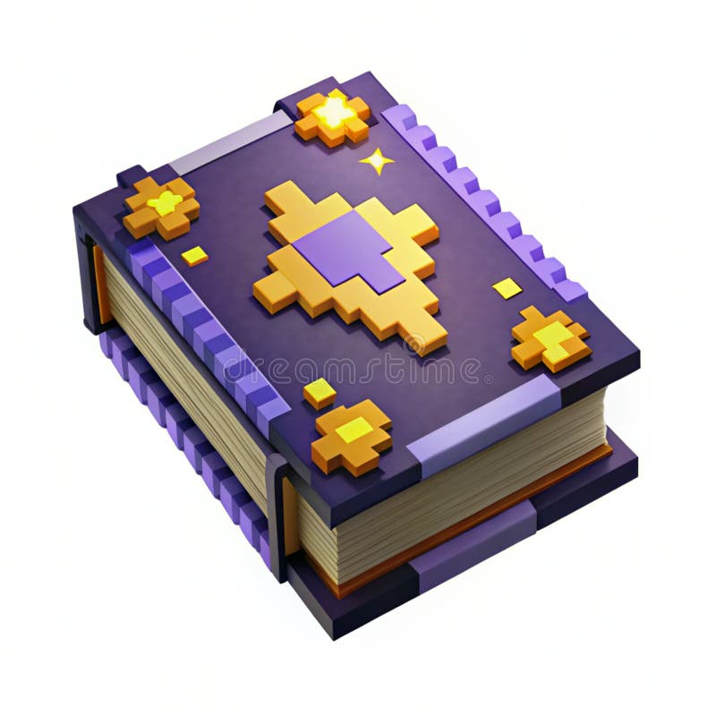 Floating Pixelated Wizard Spellbook Stock Illustration - Illustration ...