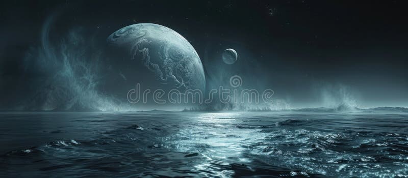 Floating Planets in Ocean stock image. Image of horizon - 314864521