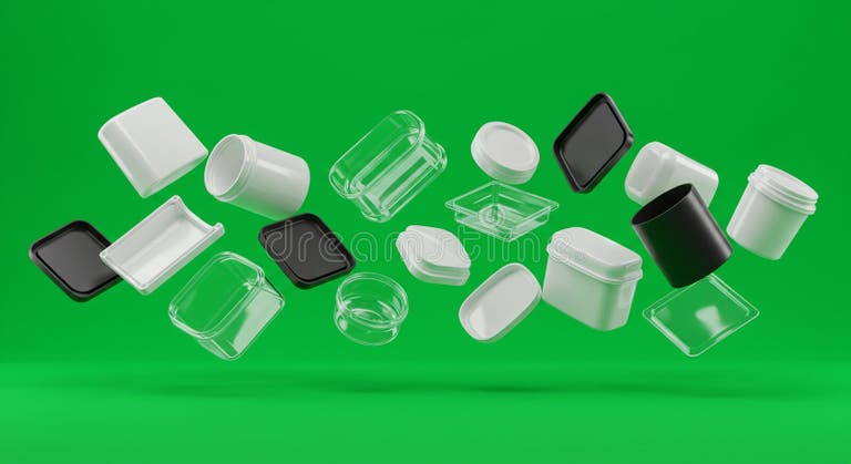 Floating Plastic Containers of Various Shapes and Sizes, Including ...
