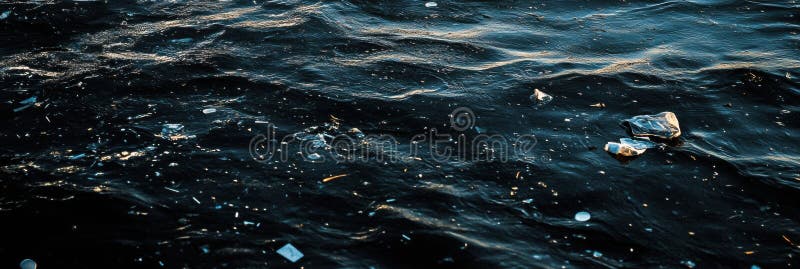 Floating Plastic Waste Covers Ocean Surface with Bottles and Bags ...
