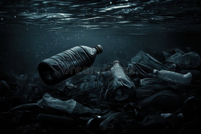 Floating Plastic Waste Including Bottles and Bags Covers the Ocean ...