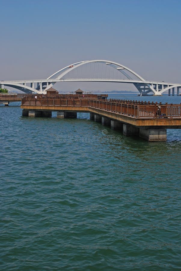 Floating Platform with Bridge in Xiamen Stock Photo - Image of steel ...