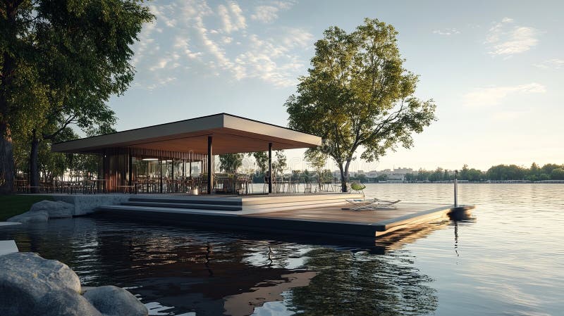 Floating Platform Cafe with a Minimalist Design and Peaceful Water ...