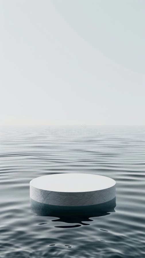 Floating Platform on Calm Water, Minimalistic Seascape. Concept of ...