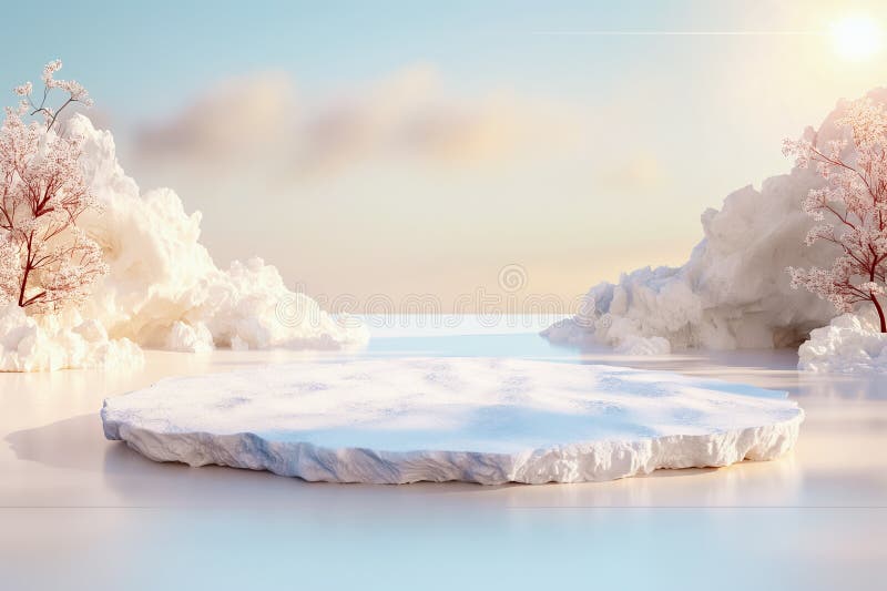 Floating Platform Gently Surrounded by Delicate Cherry Blossoms and ...