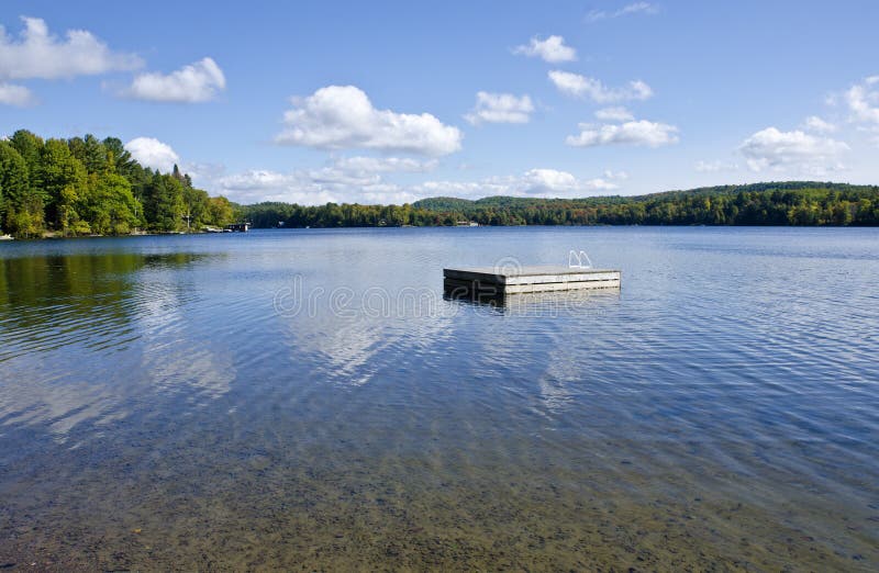 Floating Platform on a Lake #1 Stock Photo - Image of dive, ladder ...