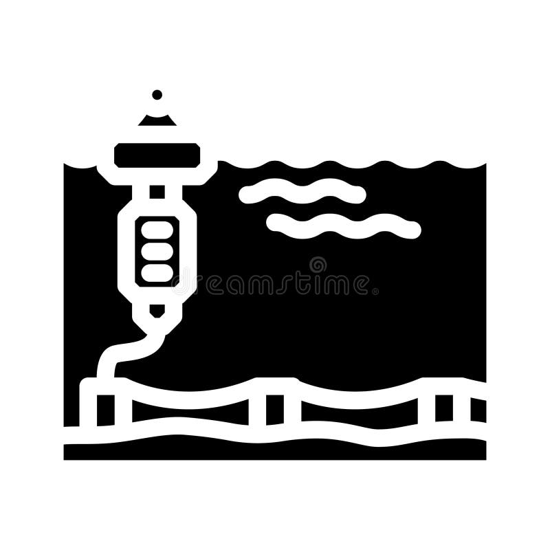 Floating Platform Tidal Power Glyph Icon Vector Illustration Stock ...
