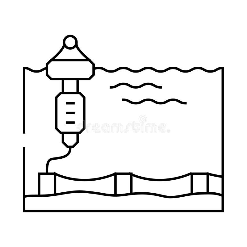 Floating Platform Tidal Power Line Icon Vector Illustration Stock ...