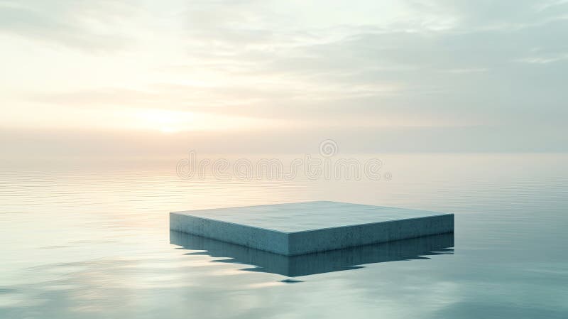 Floating Podium Above a Calm Water Surface, Reflections Creating a ...