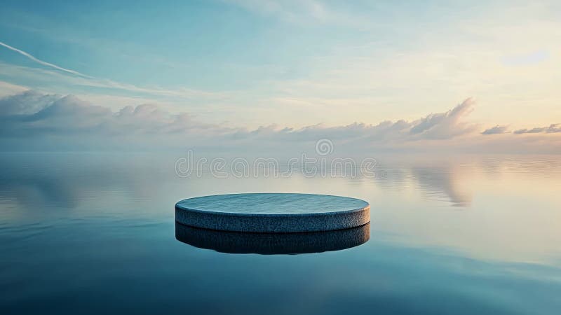 Floating Podium Above a Calm Water Surface, Reflections Creating a ...