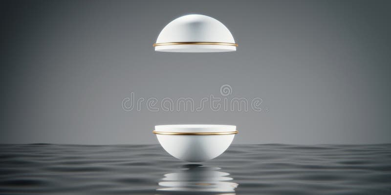 Floating Podium Product Display Backdrop Gold Color 3D Illustration ...