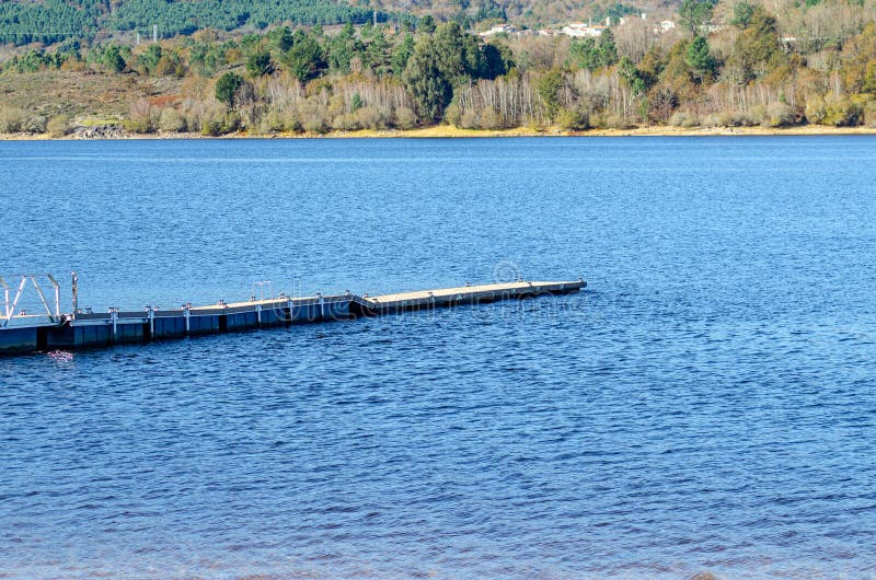 A Floating Pontoon on a Reservoir, Galicia. Spain Stock Image - Image ...
