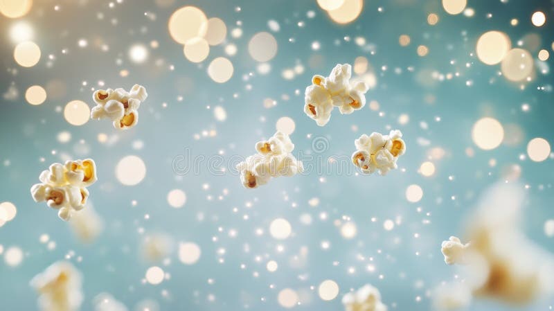 Floating Popcorn with Bokeh Lights in a Dreamy Atmosphere, AI ...