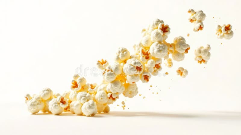 Floating Popcorn Explosion with Dynamic Kernels on White Background ...