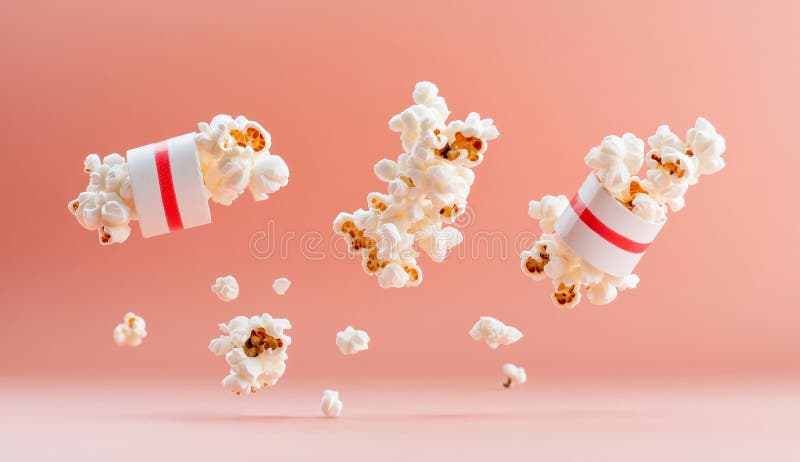Floating Popcorn Kernels in Pink Background Movie High Quality Image ...