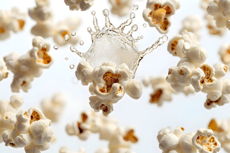 Floating Popcorn Kernels with Water Splash Stock Illustration ...