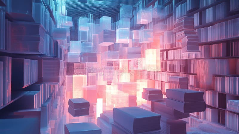 Floating Prisms Create a Dreamlike Library Environment Illuminated by ...