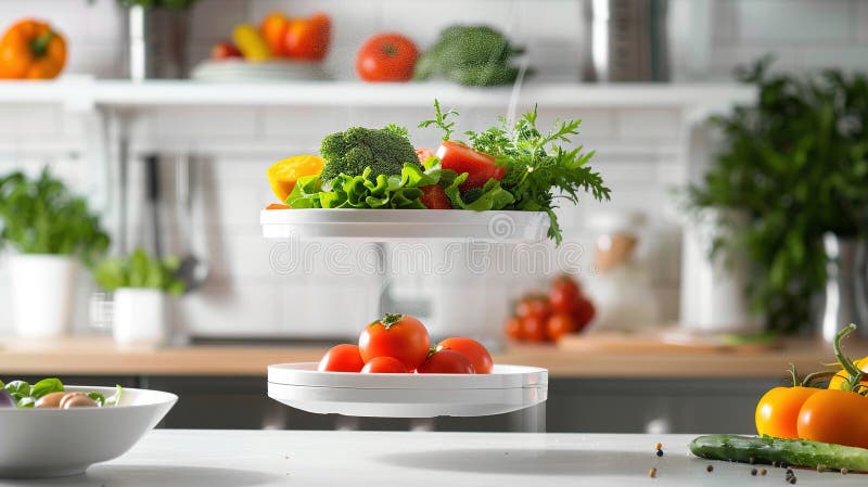 Floating Produce in a Kitchen Stock Illustration - Illustration of ...