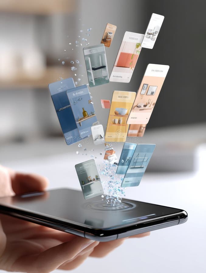Floating Product Cards in Augmented Reality View Displayed on ...