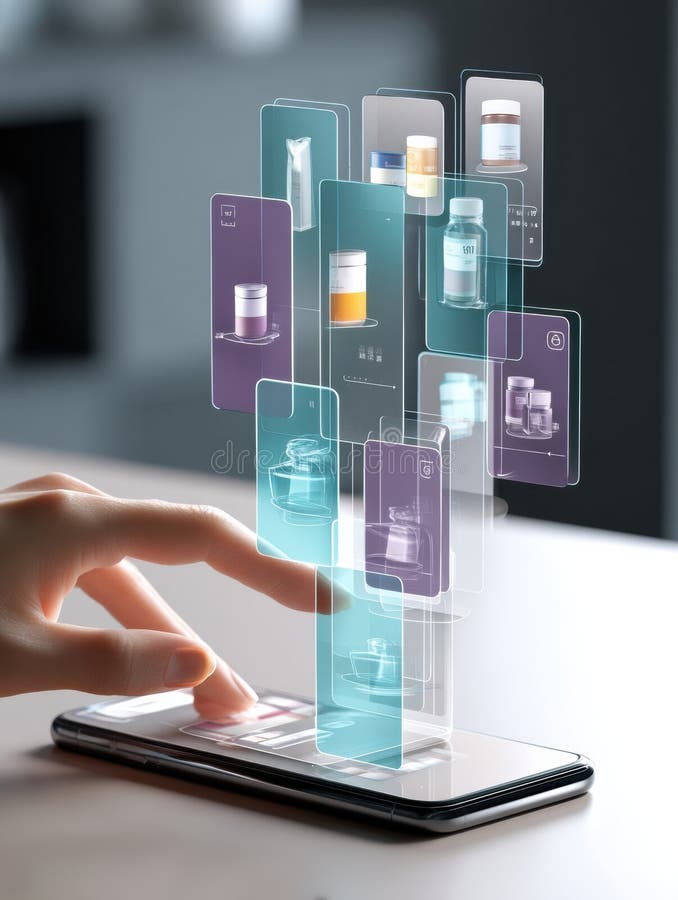 Exploring Product Information Augmented Reality Smartphone Floating Cards Stock Photos - Free ...