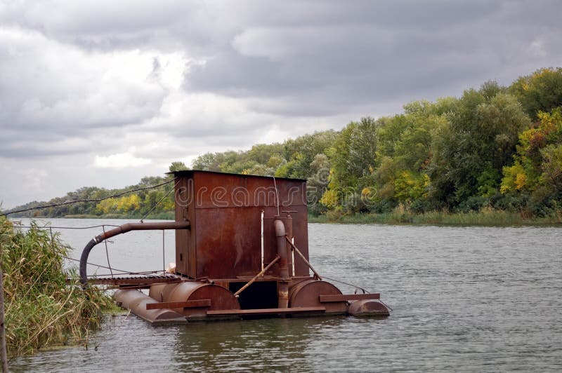 Floating Pump Station on the River Stock Image - Image of nature ...