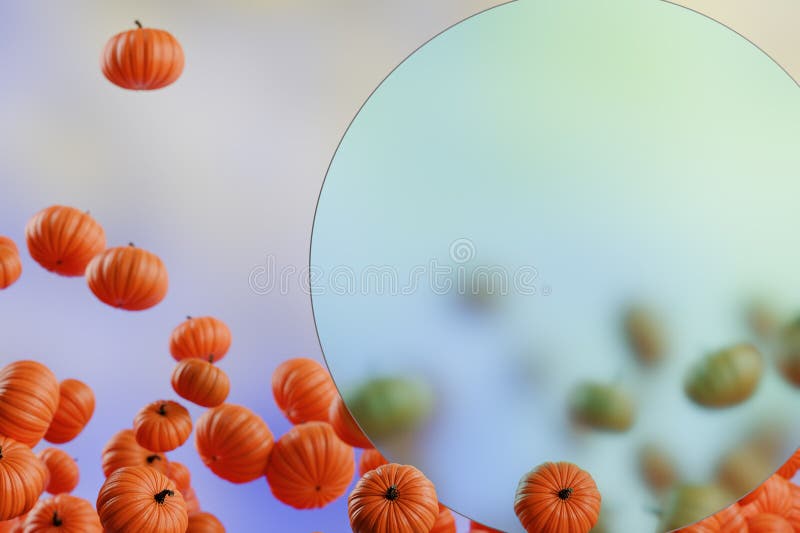 Floating Pumpkins with a Blurred Background. Glassmorphism Stock ...